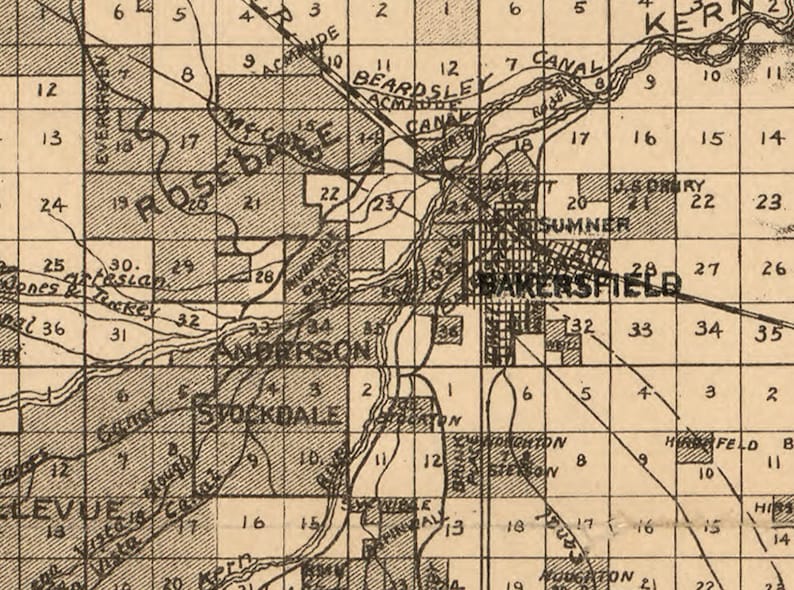 Kern County California 1888 Old Wall Map Reprint With - Etsy