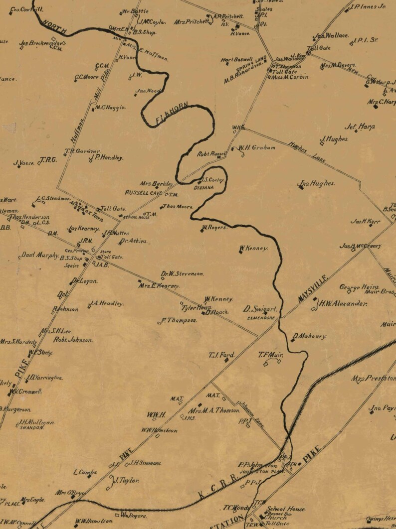 Fayette County Kentucky 1891 - City of Lexington Old Wall Map With ...