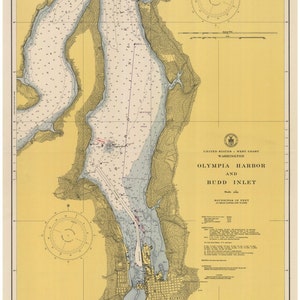 Olympia Harbor Budd Inlet 1948 Nautical Map, Washington, Reprint PC ...