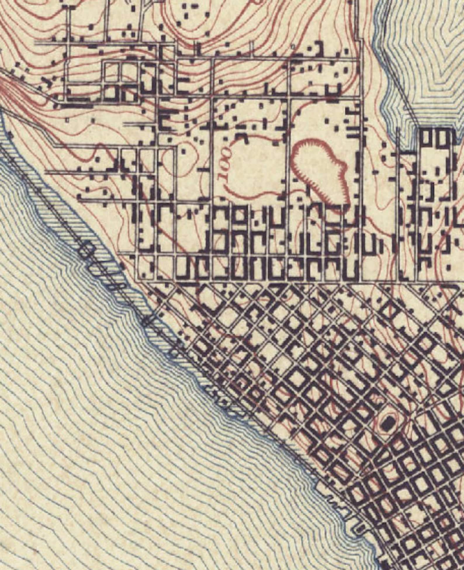 Seattle 1903 Old Topo Map Puget Sound Edited Reprint of - Etsy