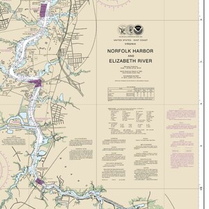 Norfolk Harbor and the Elizabeth River - 2014 Nautical Map - Virginia ...