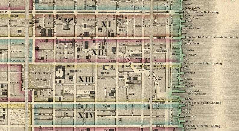 Philadelphia 1830 Old Map Reprint Pennsylvania Cities - Etsy