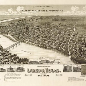 Laredo, Texas - 1892 - Birds Eye View Reprint American Publishing Co ...