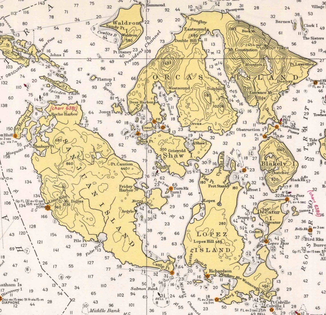 Georgia Strait and Strait of Juan De Fuca 1941 Nautical Map - Etsy