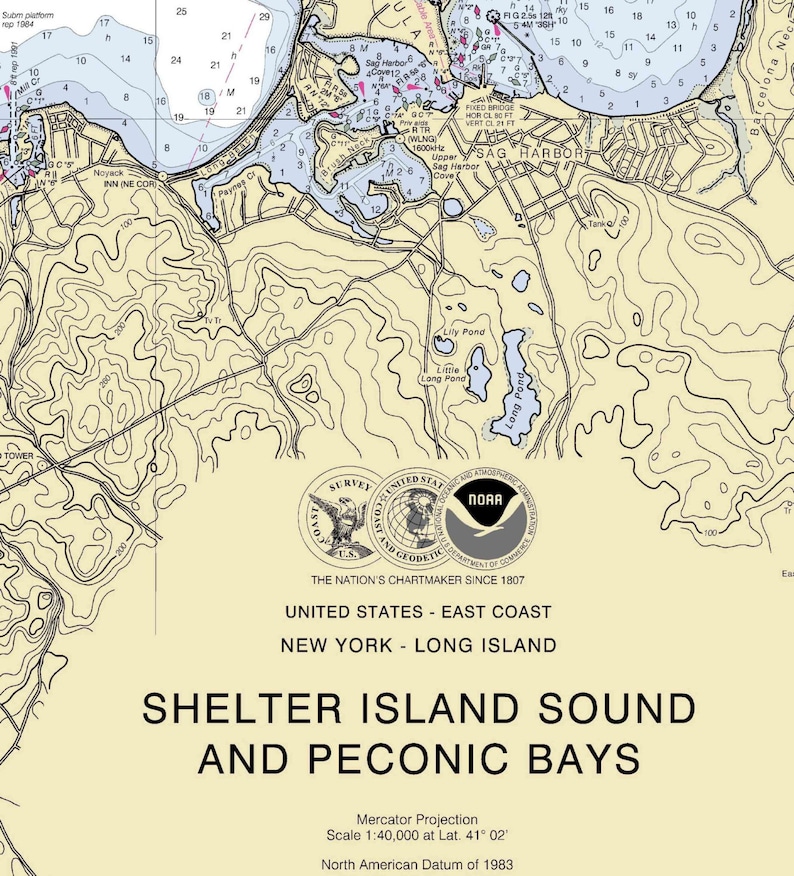 Shelter Island Sound & Peconic Bays NY 2011 Nautical Map - Reprint ...