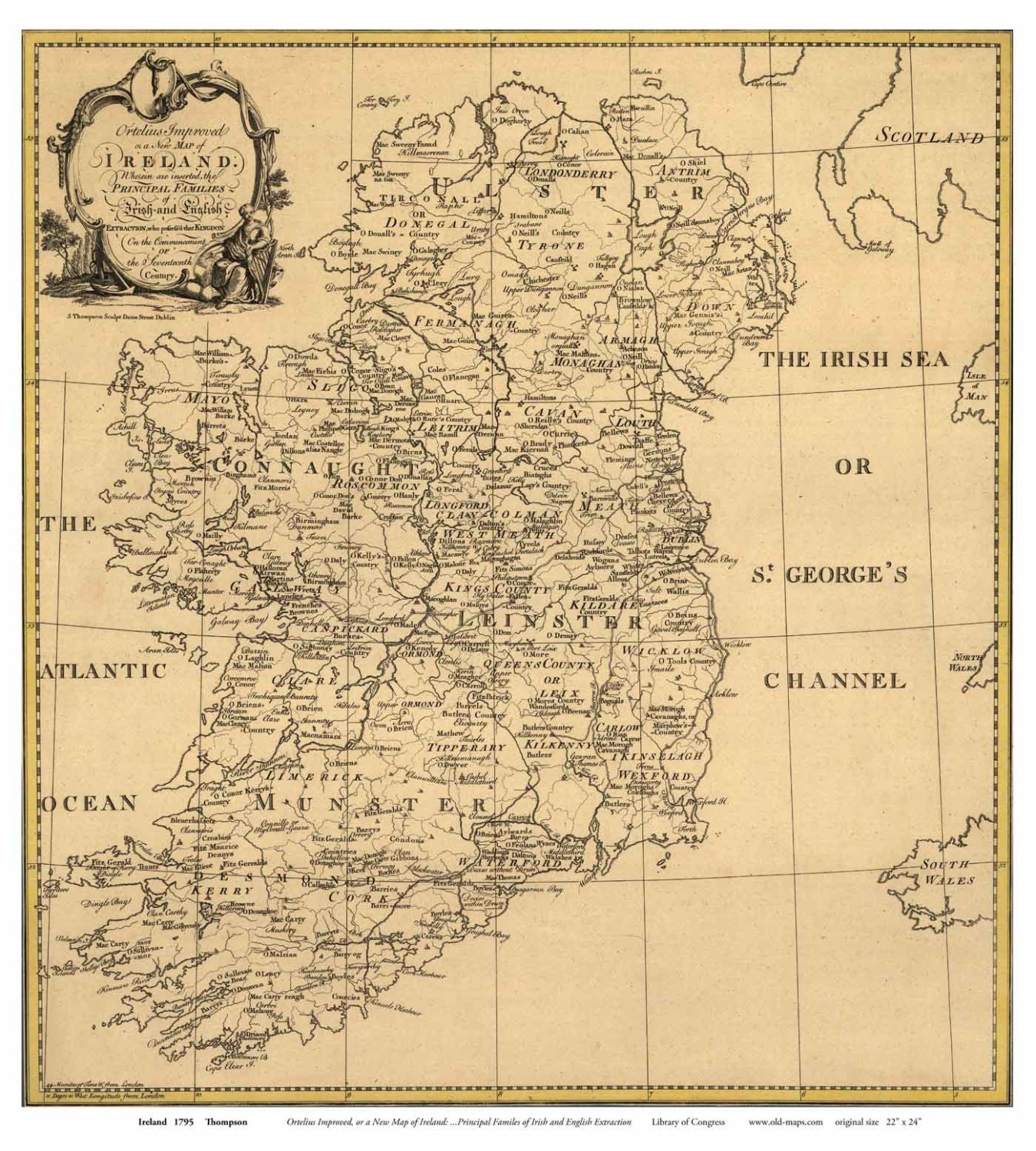 Ireland 1795 Map Thompson With Family Names Old Map - Etsy Canada