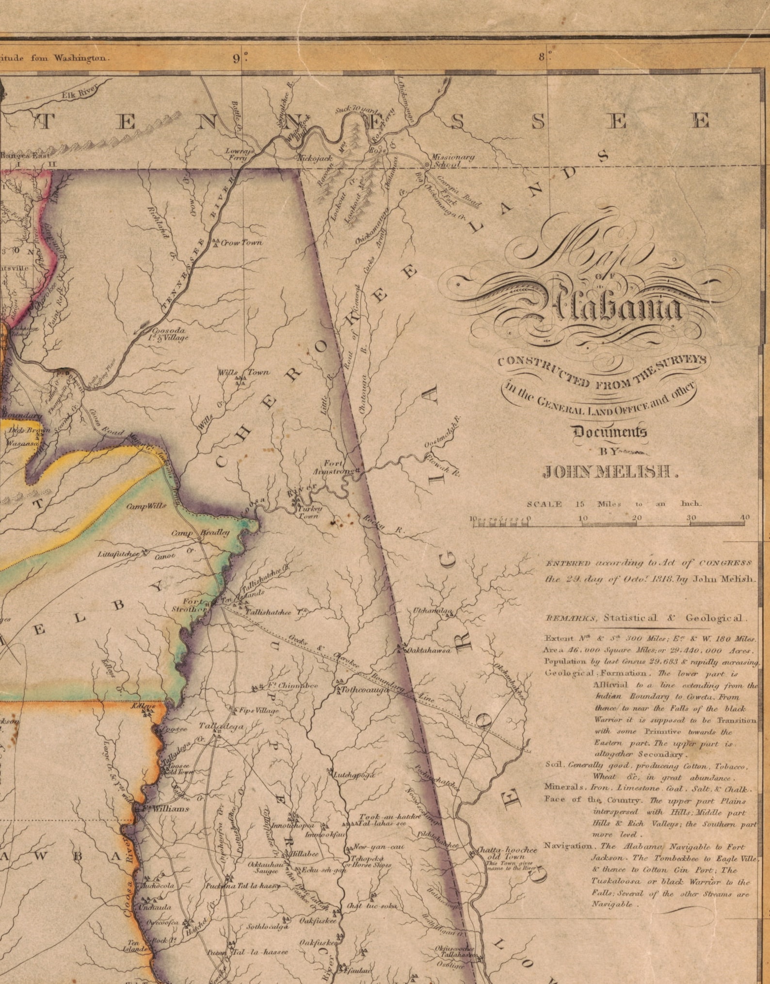 Alabama 1819 Old State Map Detailed Early Map War of 1812 - Etsy