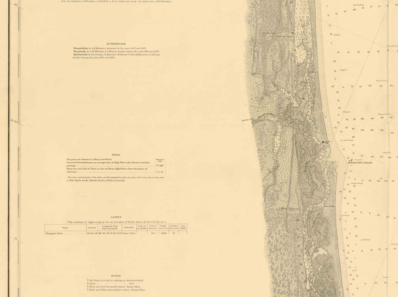 Halifax River to Mosquito Lagoon - 1882 Nautical Map Reprint - Florida ...