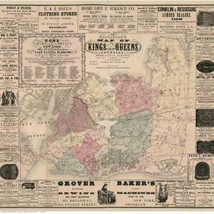 Kings and Part of Queens Counties New York 1860 Wall Map With Homeowner ...