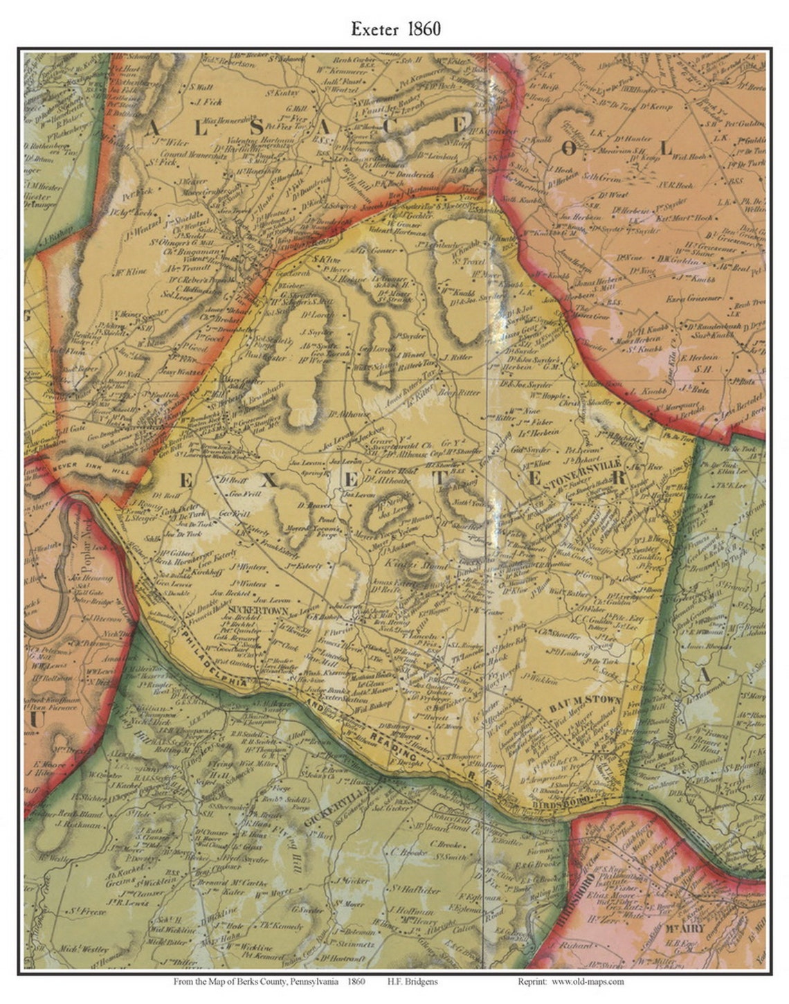 Exeter 1860 Old Town Map With Homeowner Names Pennsylvania - Etsy