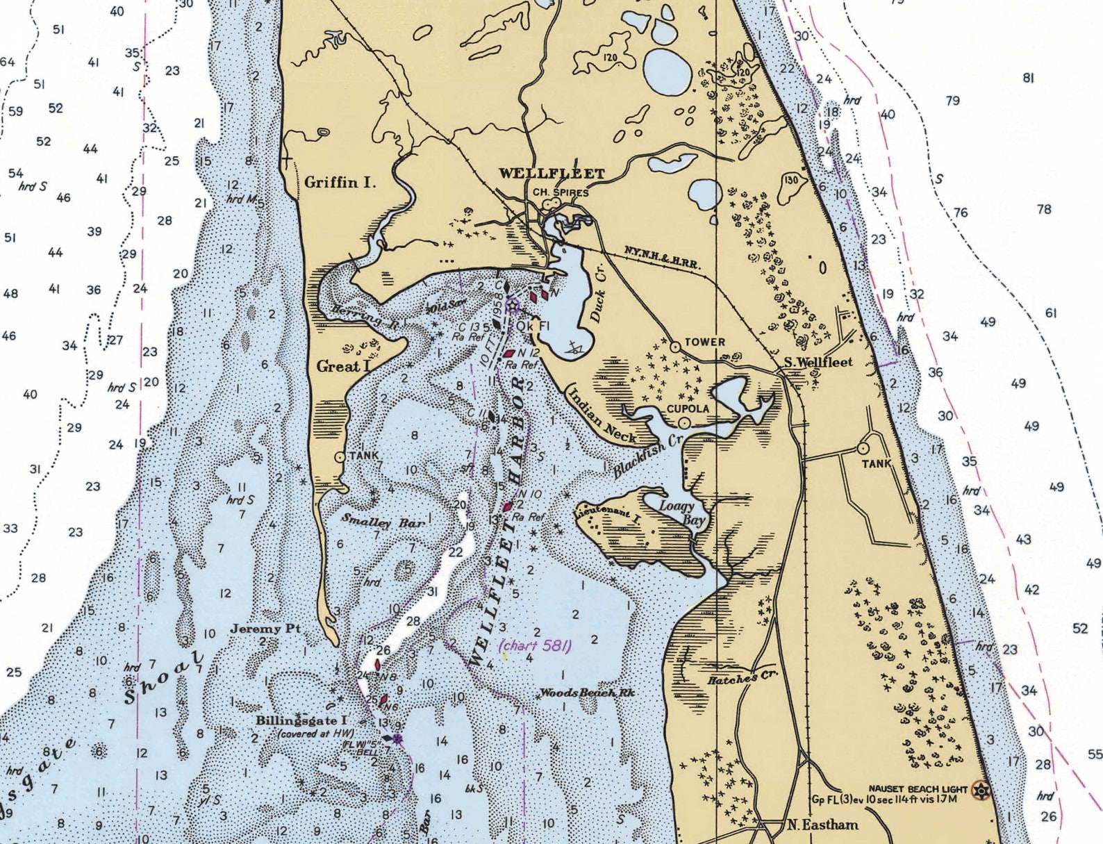 Cape Cod Bay 1961 Nautical Map 80000 AC Reprint Ed Chart | Etsy