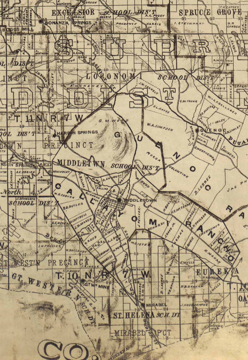 Lake County California 1892 Old Wall Map Reprint With | Etsy