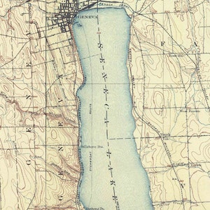 Seneca Lake - 1902 USGS Old Topographical Map Custom Composite Reprint ...