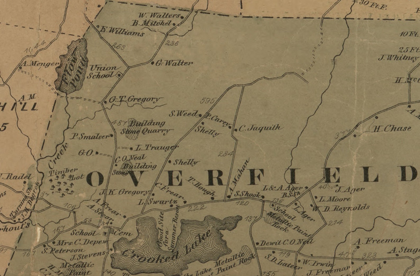 Wyoming County Pennsylvania Ca. 1869 - Wall Map With Homeowner Names ...
