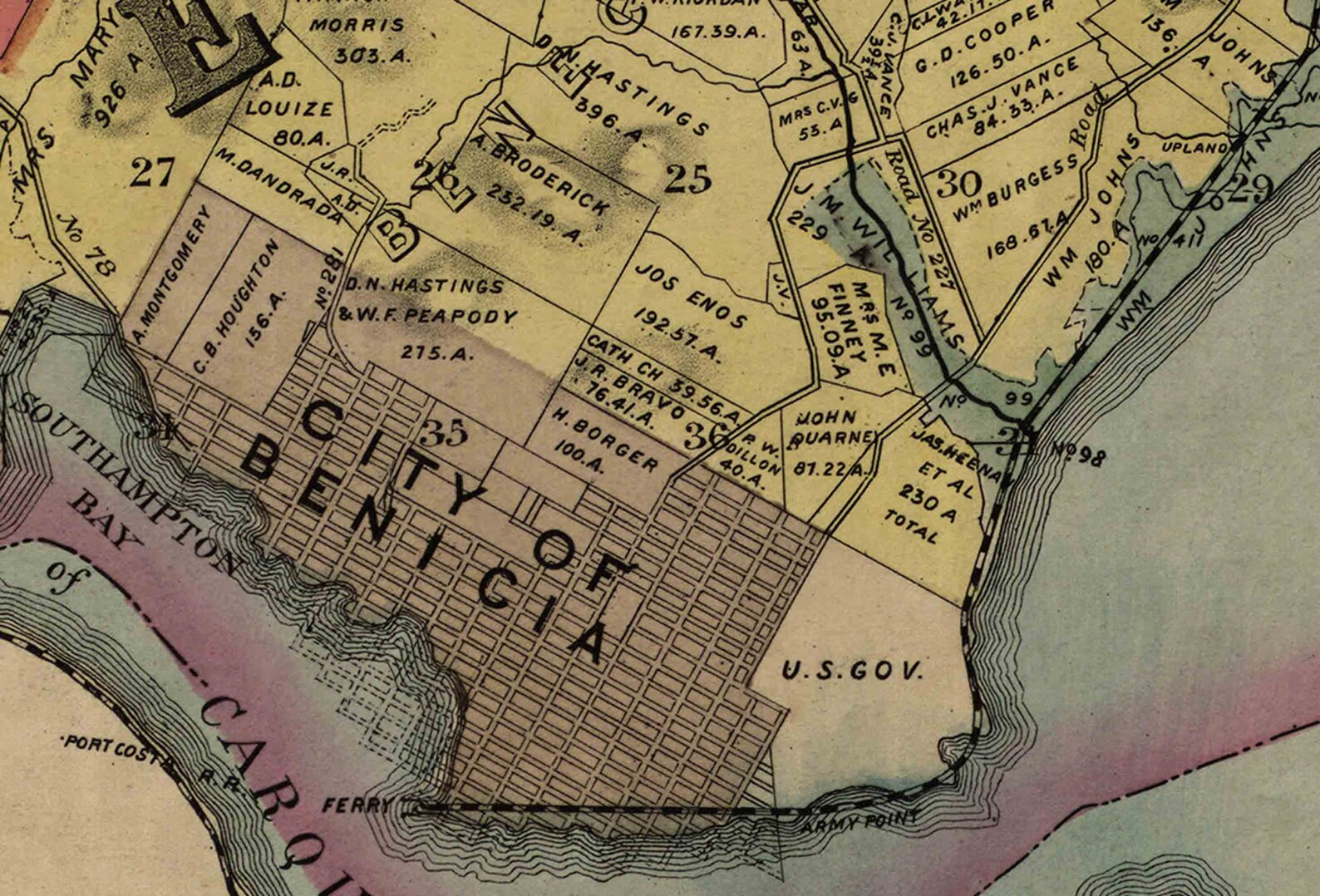 Solano County California 1890 - Old Wall Map Reprint With Landowner ...