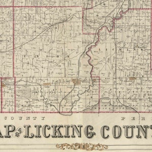 Licking County Ohio 1854 - Old Wall Map Reprint With Homeowner Names ...