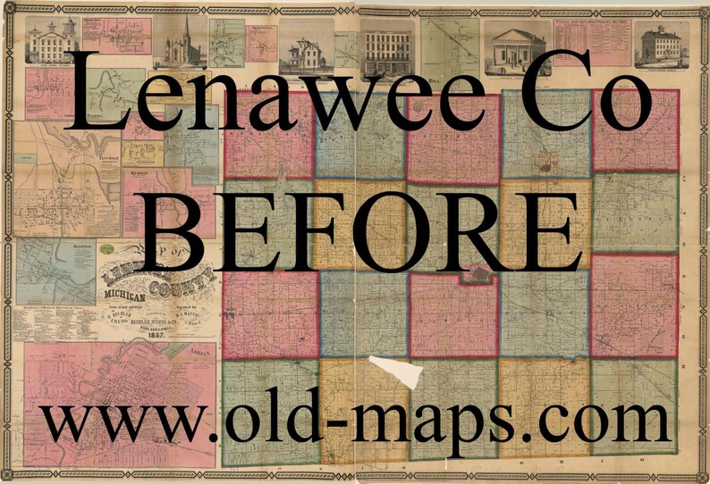 Lenawee County Michigan 1857 - Wall Map Reprint With Homeowner Names ...