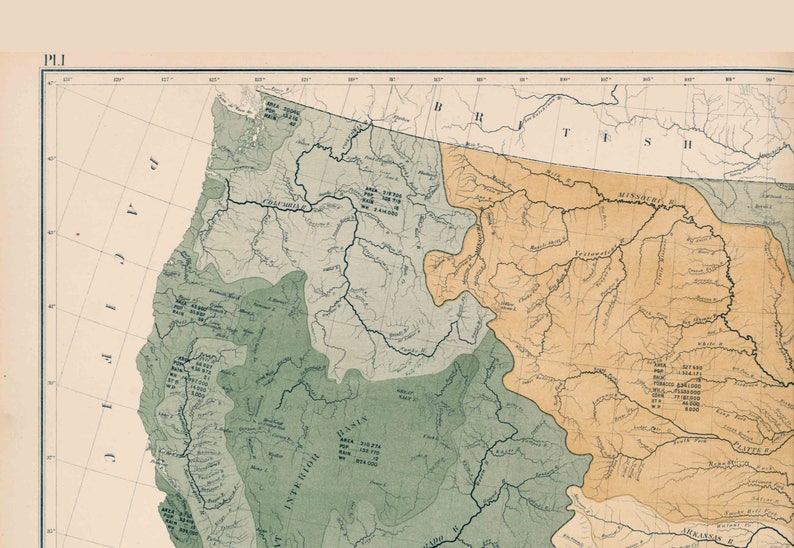 USA Rivers Map 1872 Reprint 9th Census Atlas - Etsy