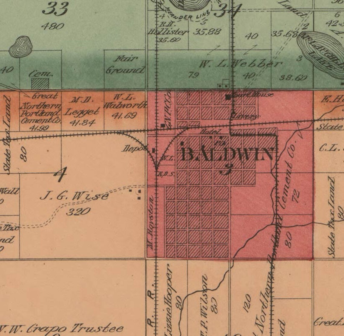 Lake County Michigan 1900 Wall Map Reprint With Landowner - Etsy