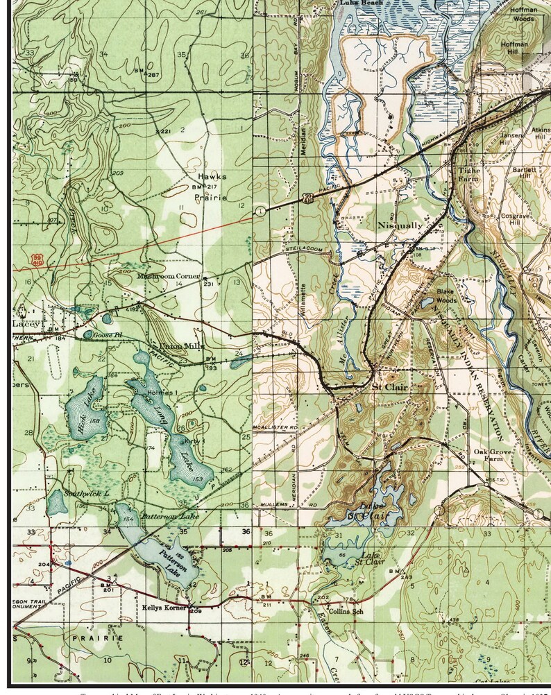 Fort Lewis Ca. 1940 USGS Old Topographic Map Custom - Etsy