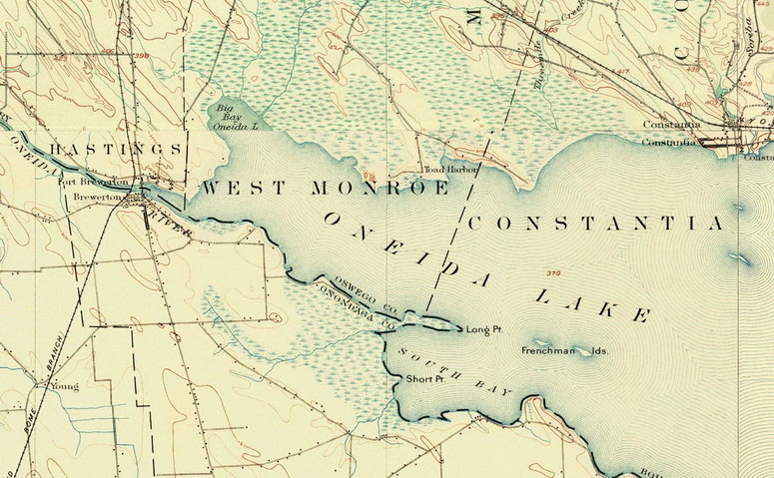 Oneida Lake - Ca 1906 Old Topographical Map - USGS Custom Composite ...