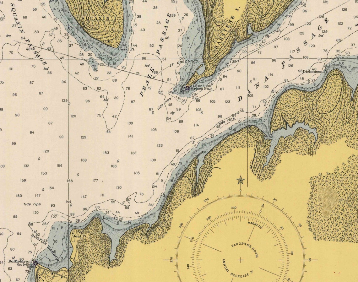 Olympia Harbor Budd Inlet 1948 Nautical Map, Washington, Reprint PC ...