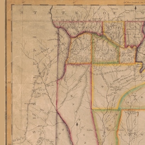 Alabama 1819 Old State Map Detailed Early Map War of 1812 Notes Reprint ...