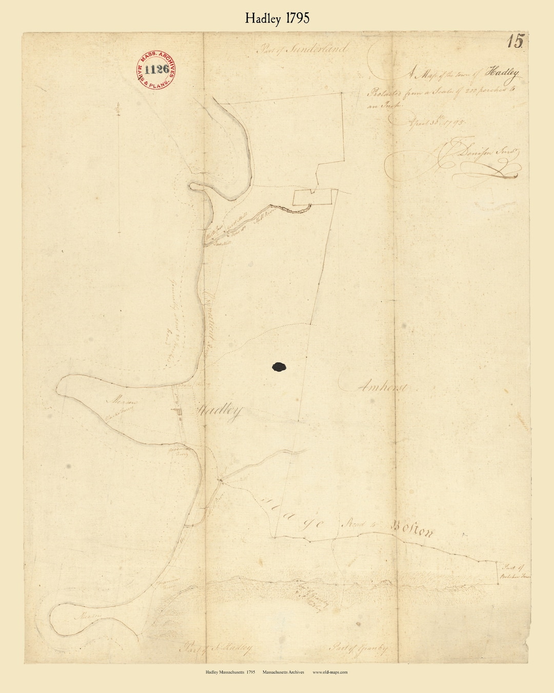Hadley 1795 Town Plan - Old Roads Reprint Massachusetts Archives - MA ...