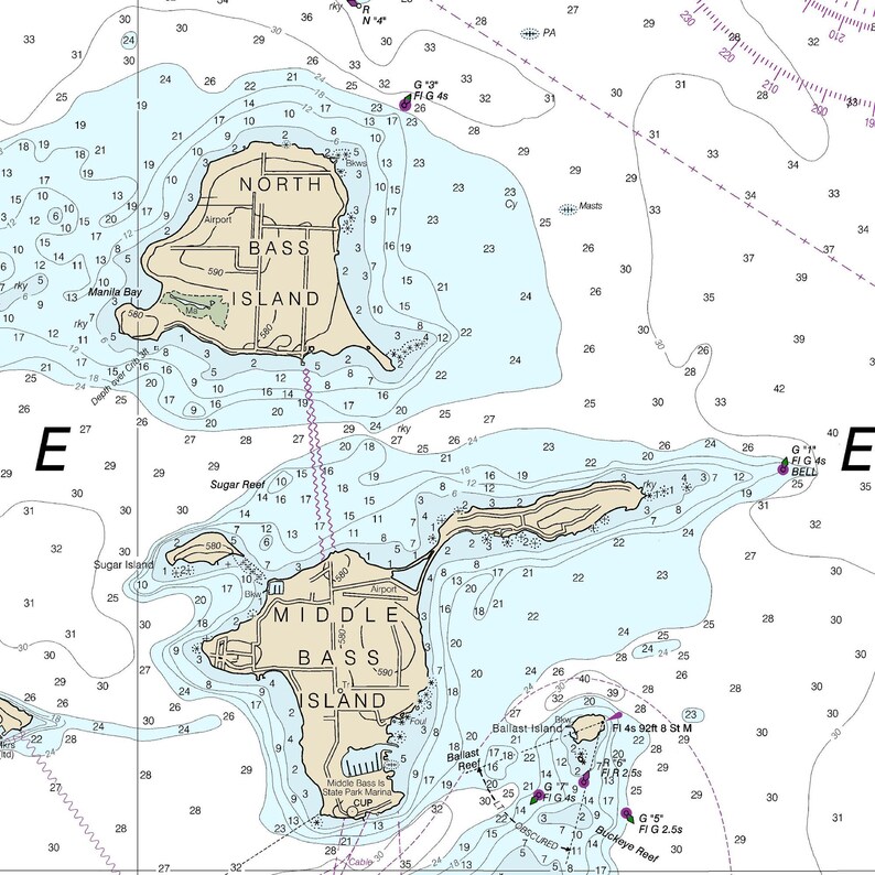 Lake Erie - 2023 - Islands in Lake Erie, Ohio - Nautical Map Reprint ...