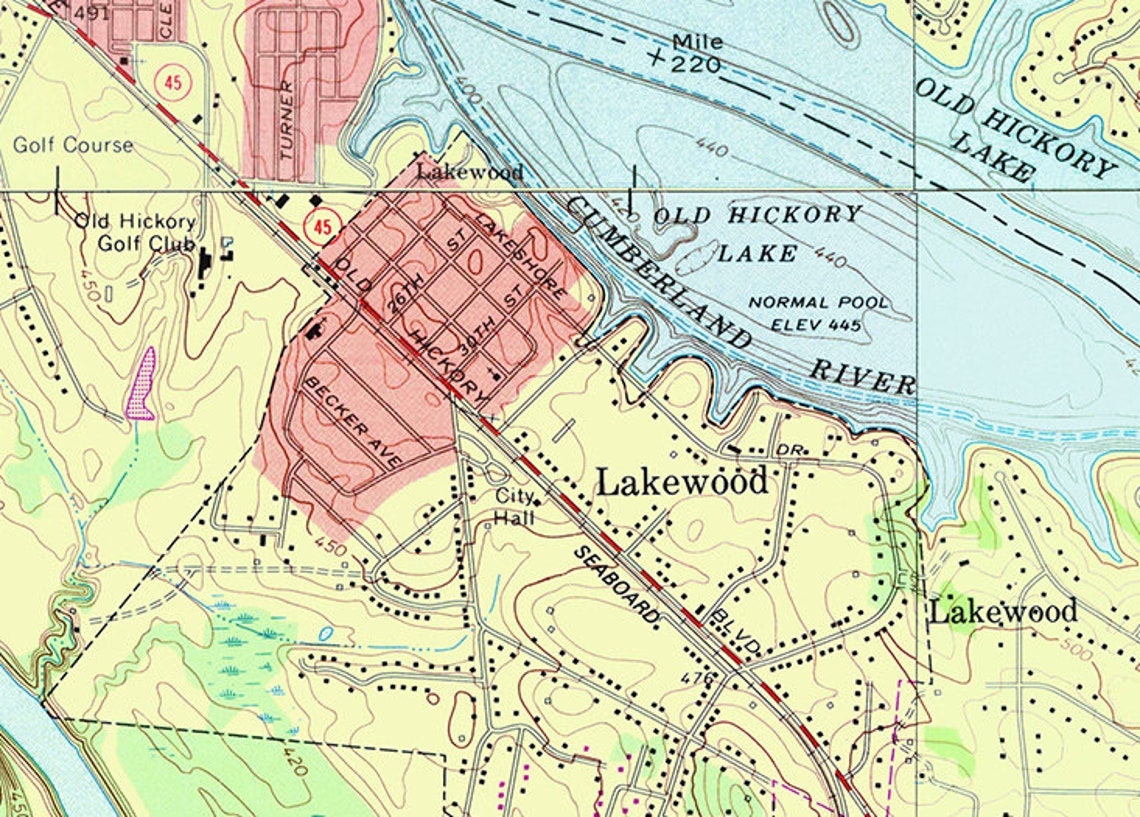 Old Hickory Lake 1968 Old Map western Section Topo Nashville - Etsy