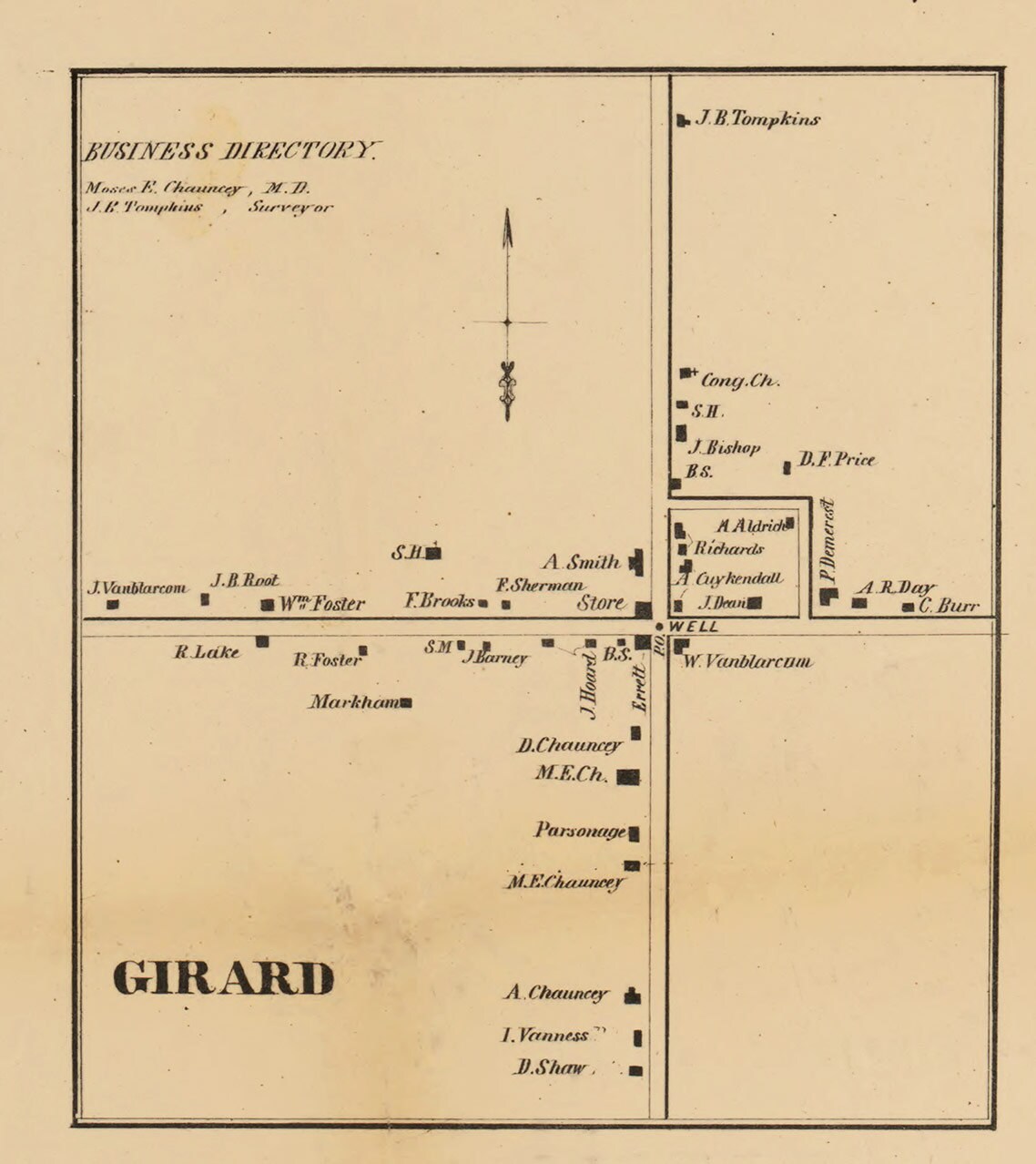 Branch County Michigan 1858 Wall Map Reprint With Homeowner - Etsy