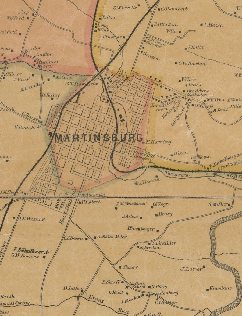 Berkeley County Map 1894 West Virginia Old Wall Map With - Etsy