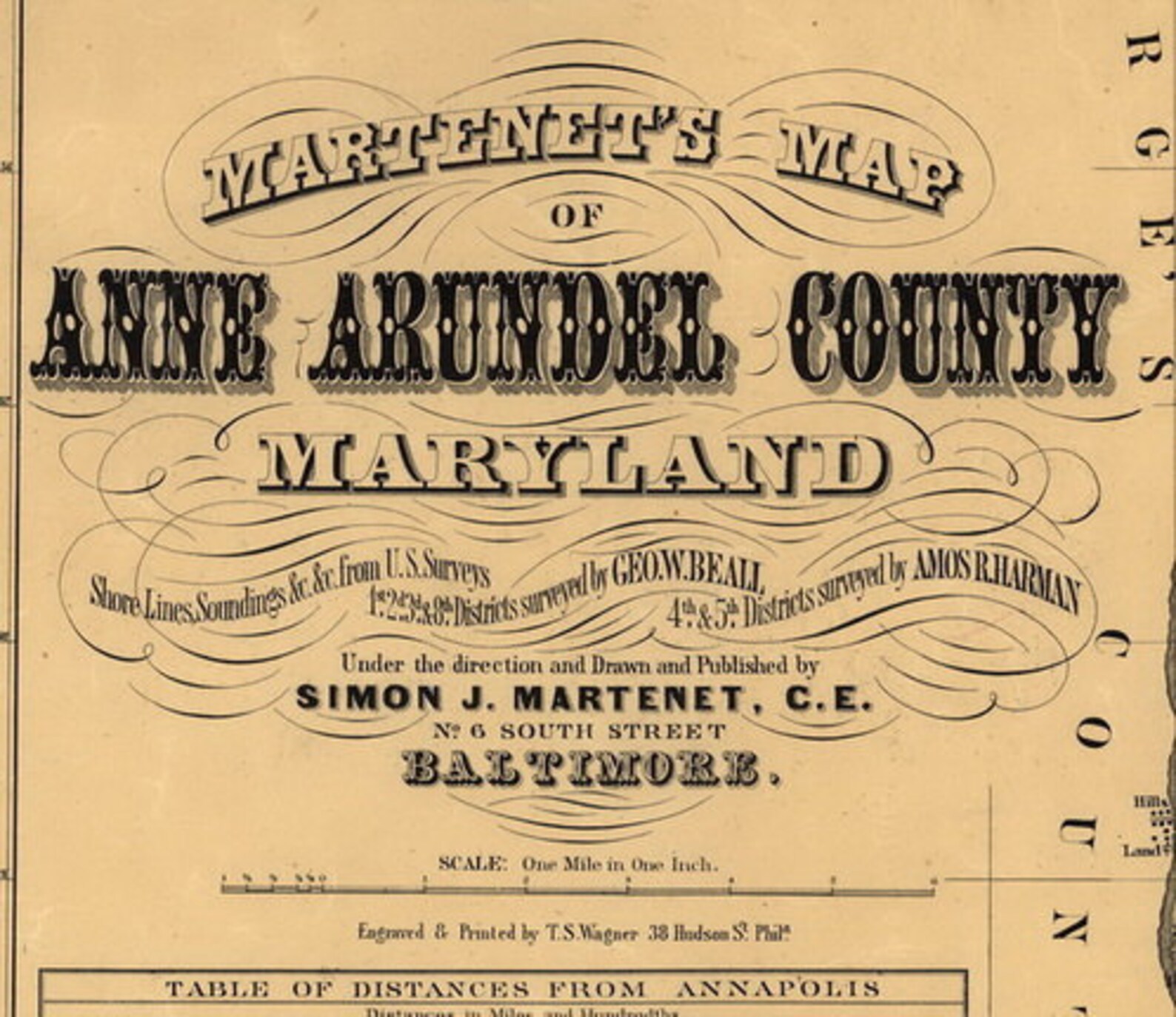 Anne Arundel County, Maryland 1860 - Old Wall Map Reprint With ...
