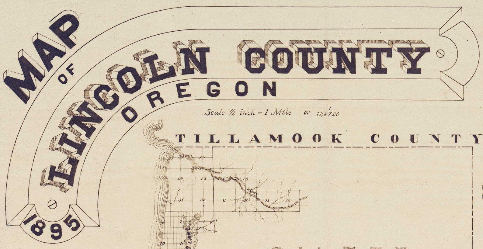 Lincoln County Oregon 1895 Old Wall Map Reprint | Etsy