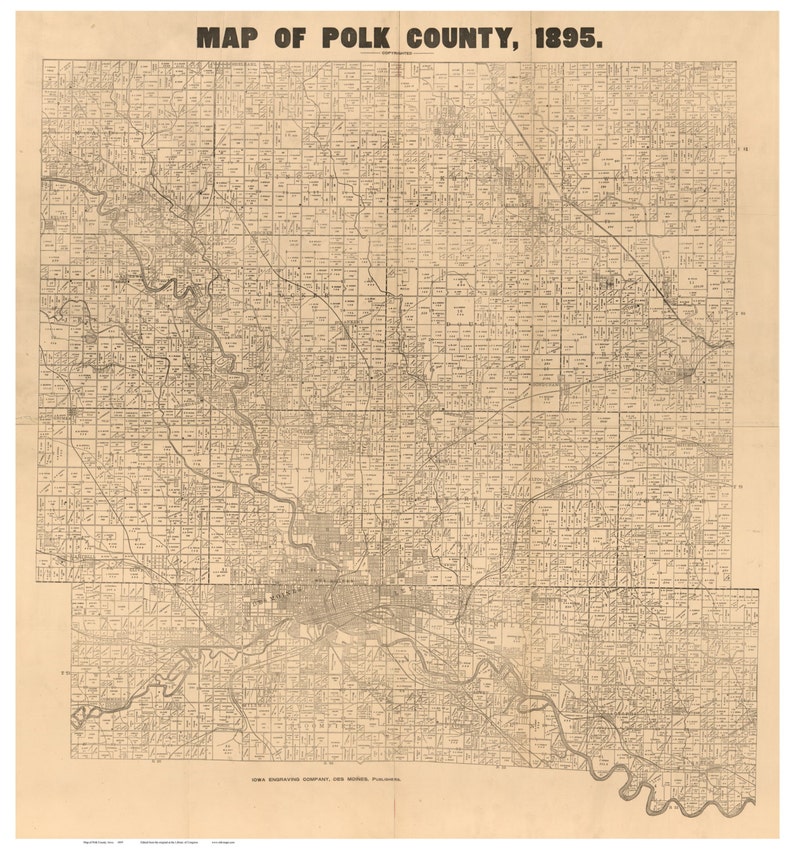 Polk County Iowa 1895 Old Wall Map With Landowner Names Farm - Etsy