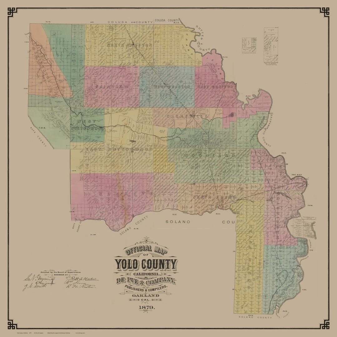 Yolo County California 1879 - Old Map Custom Reprint With Landowner ...