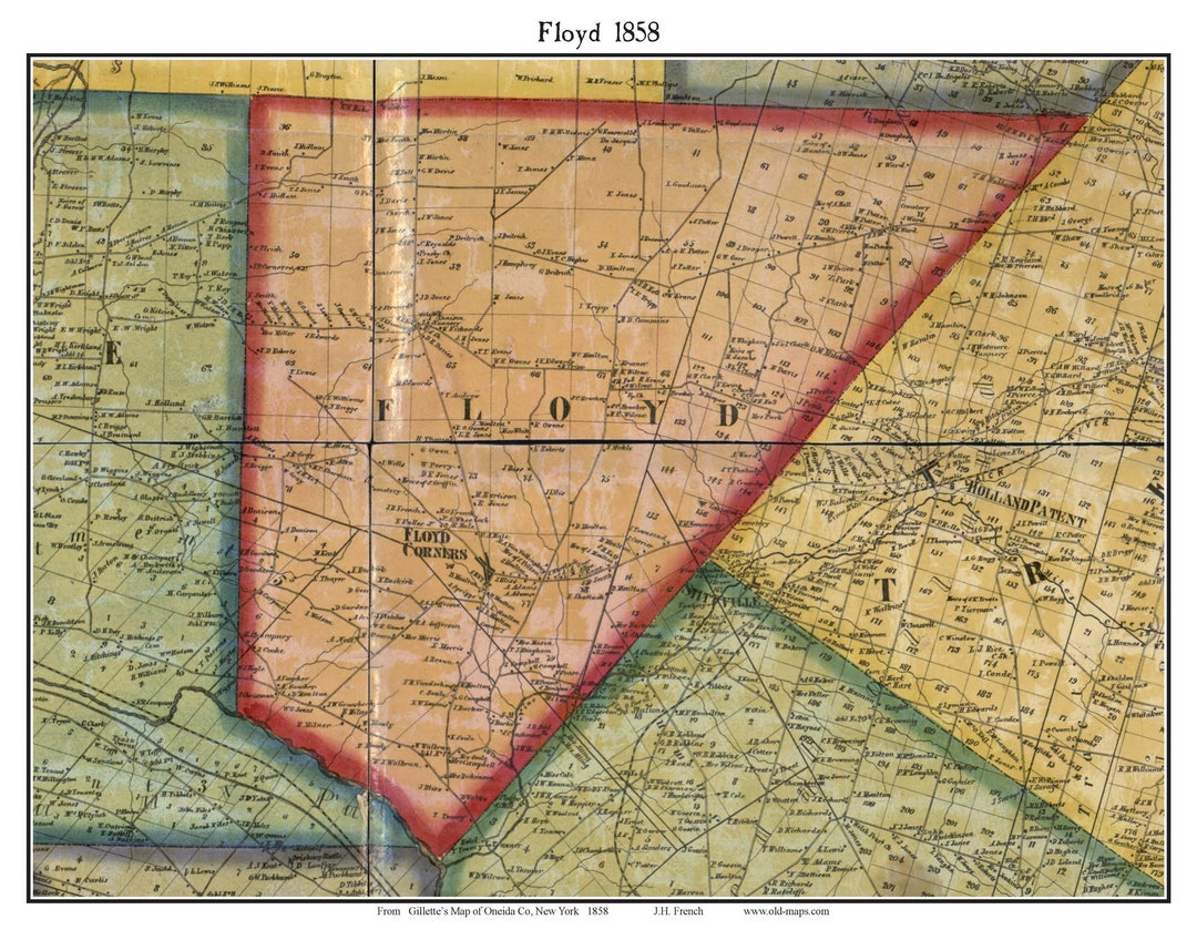 Floyd 1858 Old Town Map - With Homeowner Names New York Reprint ...