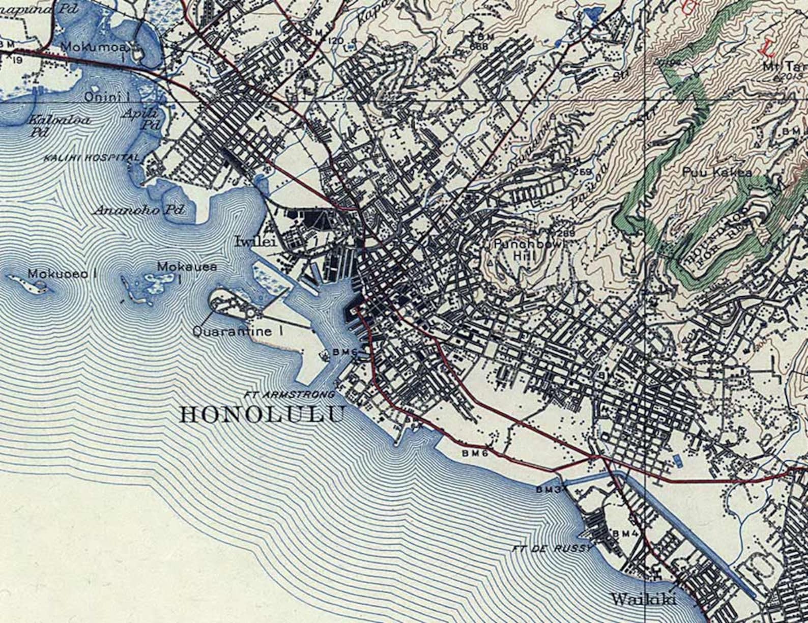 Old Map of Oahu 1938 USGS Special Map Hawaiian Islands | Etsy