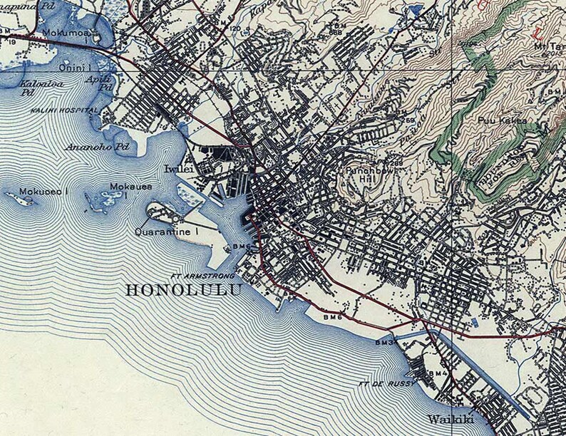 Old Map of Oahu 1938 USGS Special Map Hawaiian Islands | Etsy