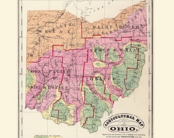 Ohio Agriculture Map - Etsy