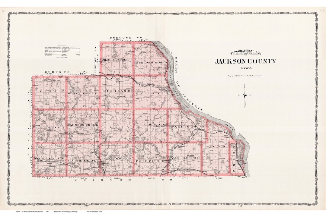 Jackson County 1904 - Old Town Map Reprint - Iowa State Atlas ...