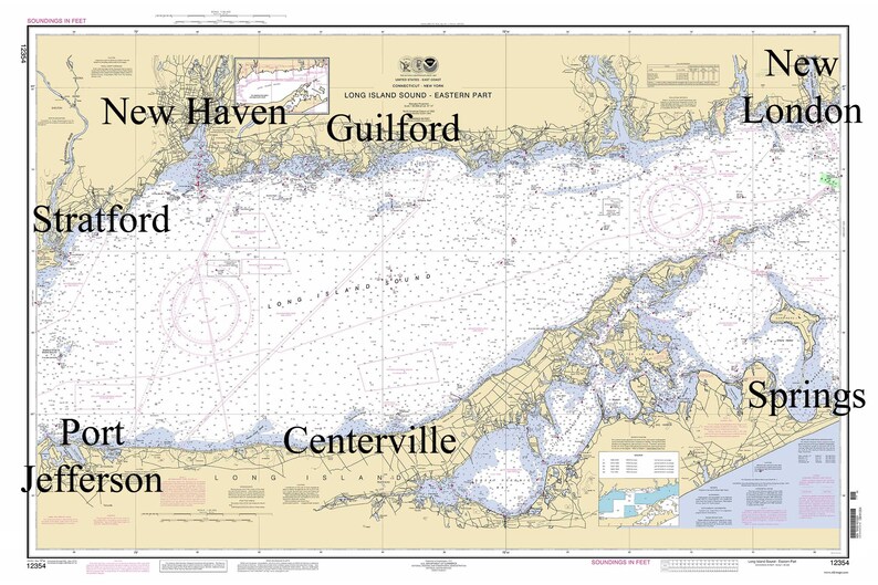 Long Island Sound Eastern Part 2014 Nautical Map | Etsy