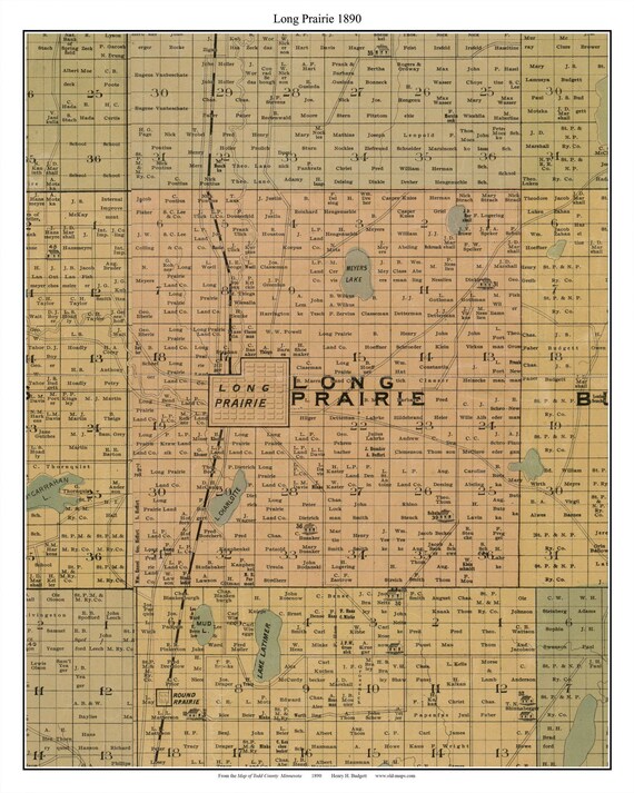 Long Prairie 1890 Old Town Map With Homeowner Names | Etsy