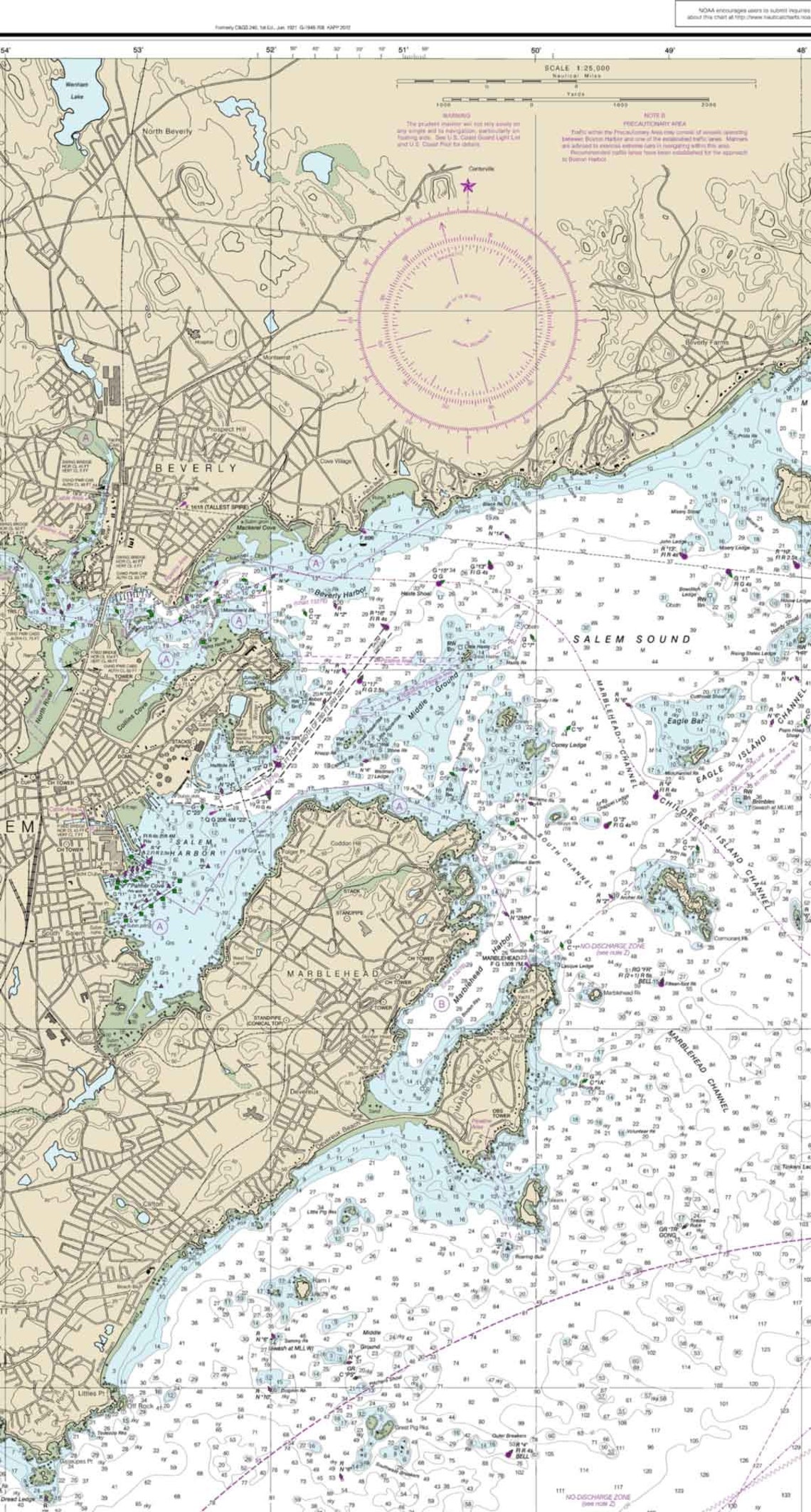 Salem and Lynn Harbors 2013 Nautical Map - Reprint Massachusetts ...