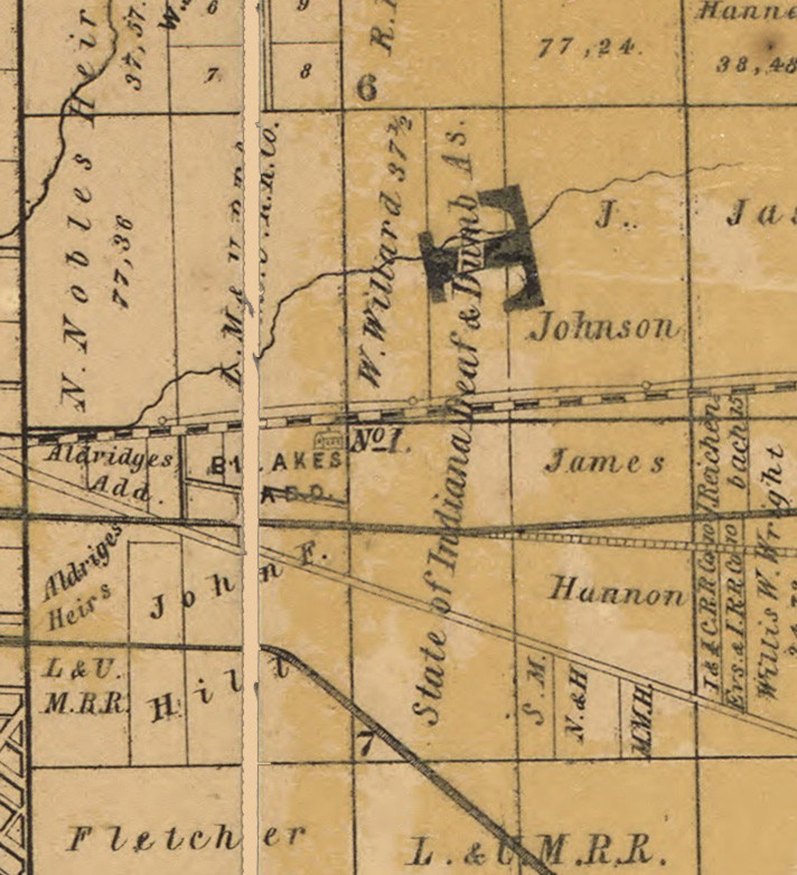 Marion County Indiana 1855 - Old Wall Map Reprint With Landowner Names ...