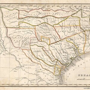 Texas 1835 State Map - Bradford - Indian Territories and Land Grants ...