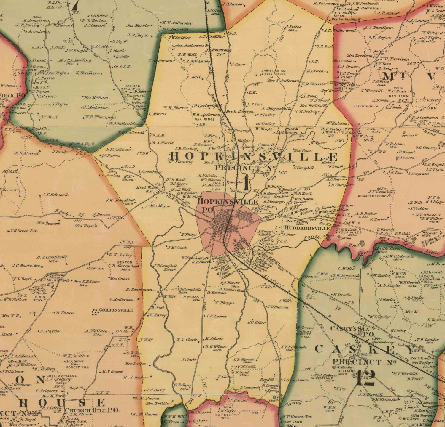 Christian County Kentucky 1878 Old Wall Map With Homeowner - Etsy