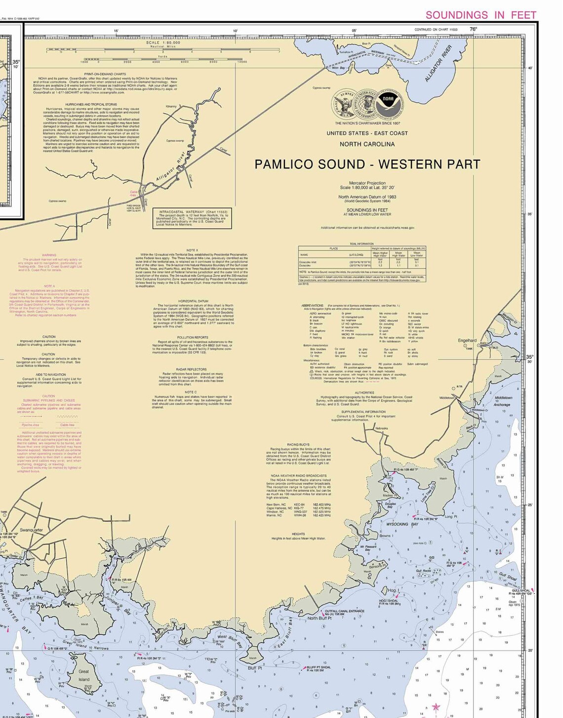 Pamlico Sound 2012 Western Sheet Outer Banks Ocracoke - Etsy