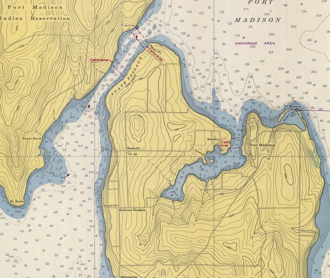 Apple Cove Point Keyport 1947 Nautical Map Washington | Etsy