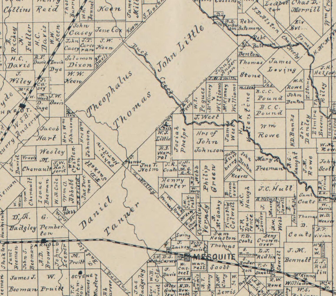 Dallas County, Texas - 1884 (1931) - Old Wall Map Reprint With Land ...